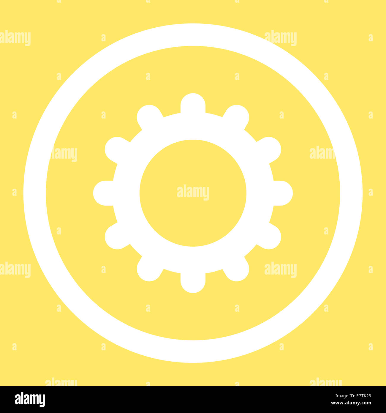 Gear flat white color rounded raster icon Stock Photo - Alamy