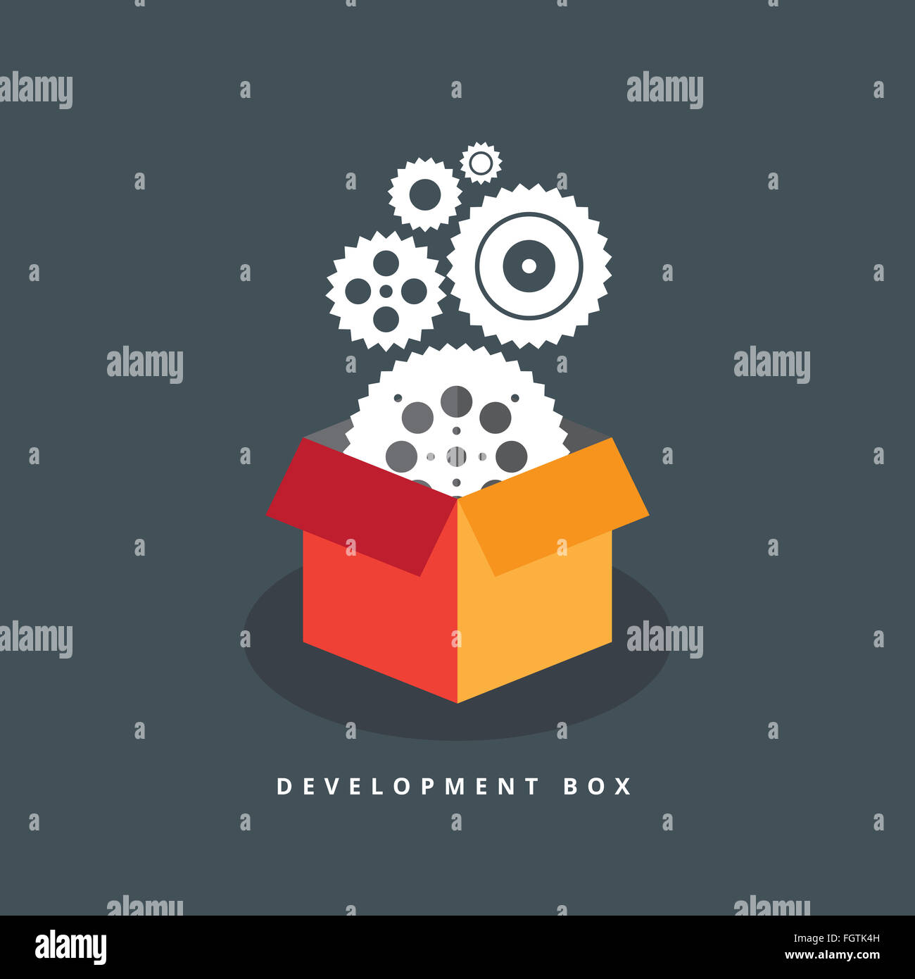 Vector illustration of development process box Stock Photo - Alamy