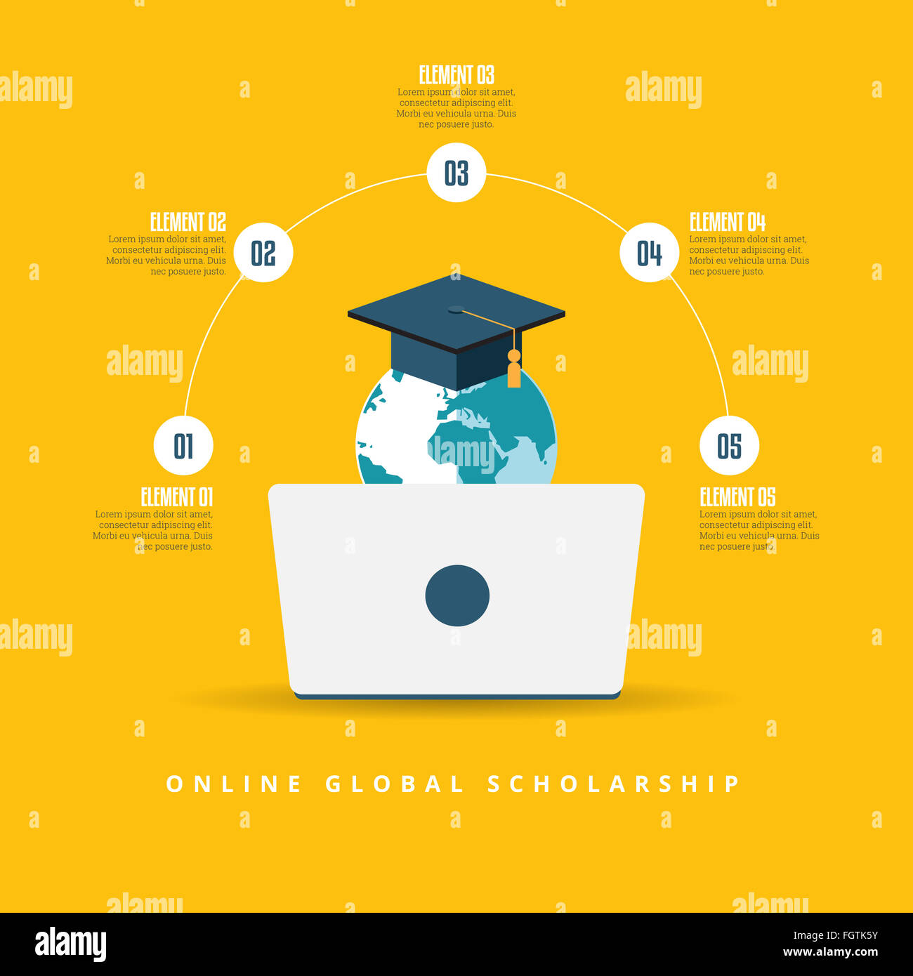 Vector illustration of online global scholarship education concept ...