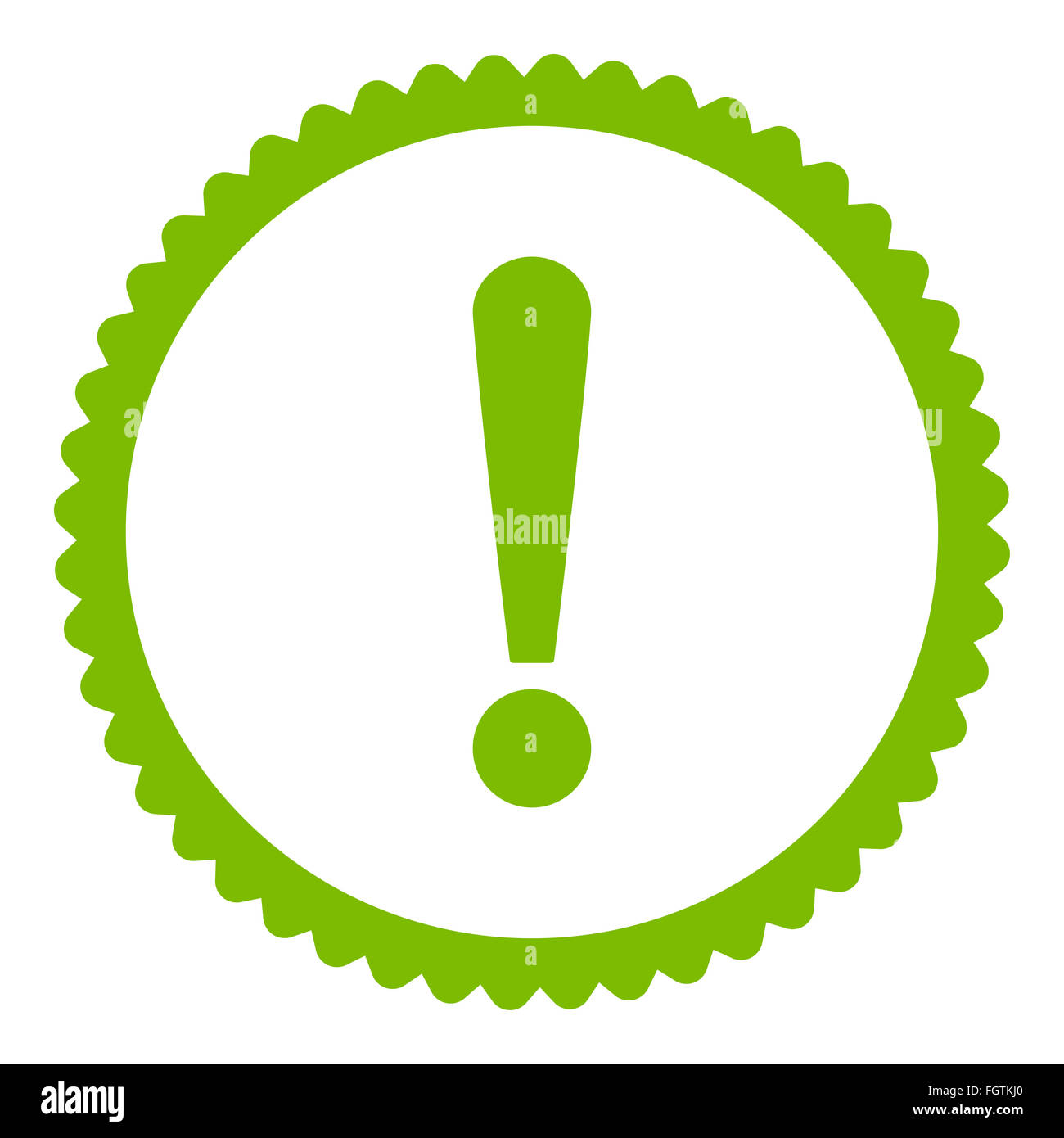 Exclamation Sign flat eco green color round stamp icon Stock Photo - Alamy