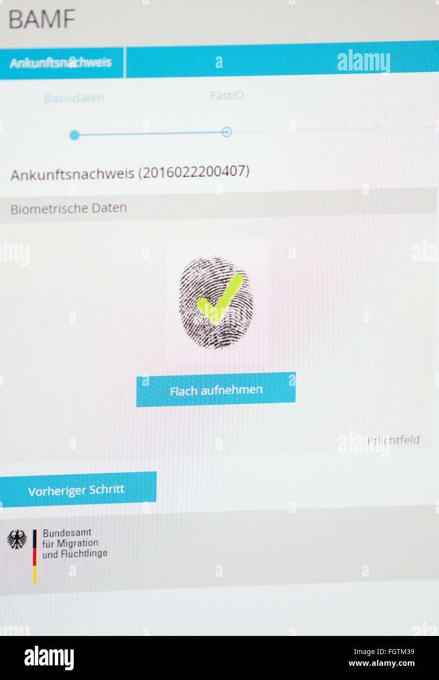 Herford, Germany. 22nd Feb, 2016. A computer screen shows the scanned ...