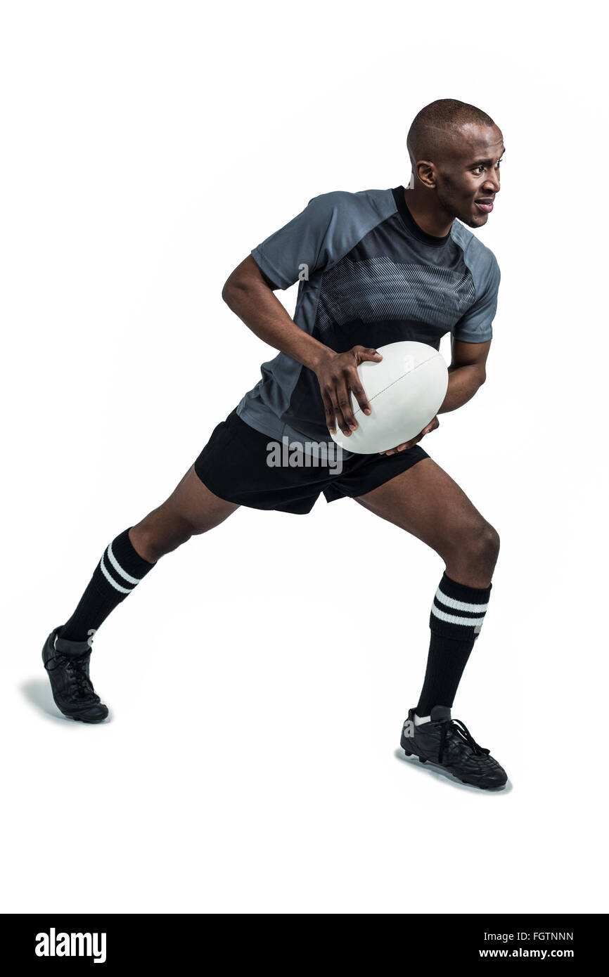 Athlete taking position to throw rugby ball Stock Photo - Alamy