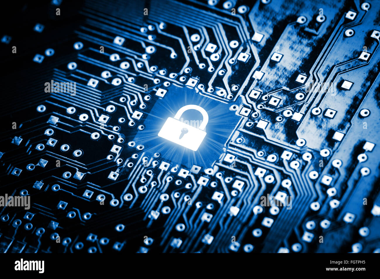 Lock on computer chip Stock Photo - Alamy