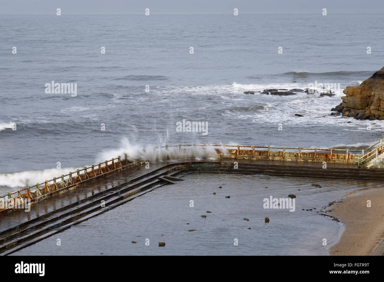 The disused tidal swimming pool at Tynemouth, Tyneside, England, UK ...