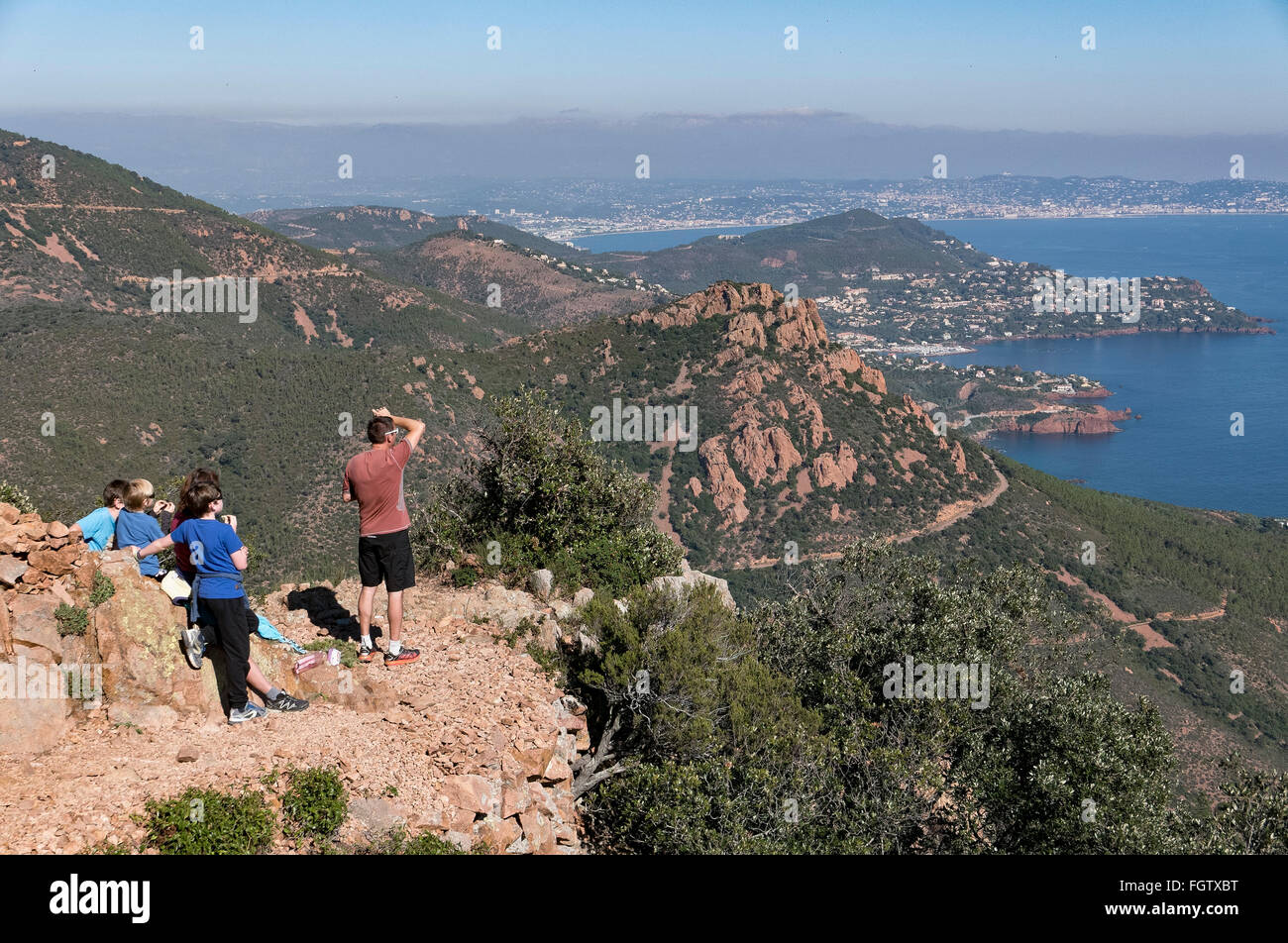 View from the Pic du Cap Roux on the coast, Esterel, Saint-Raphaël, Dep ...