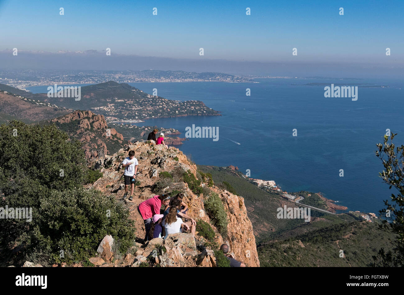 View from the Pic du Cap Roux on the coast, Esterel, Saint-Raphaël, Dep ...