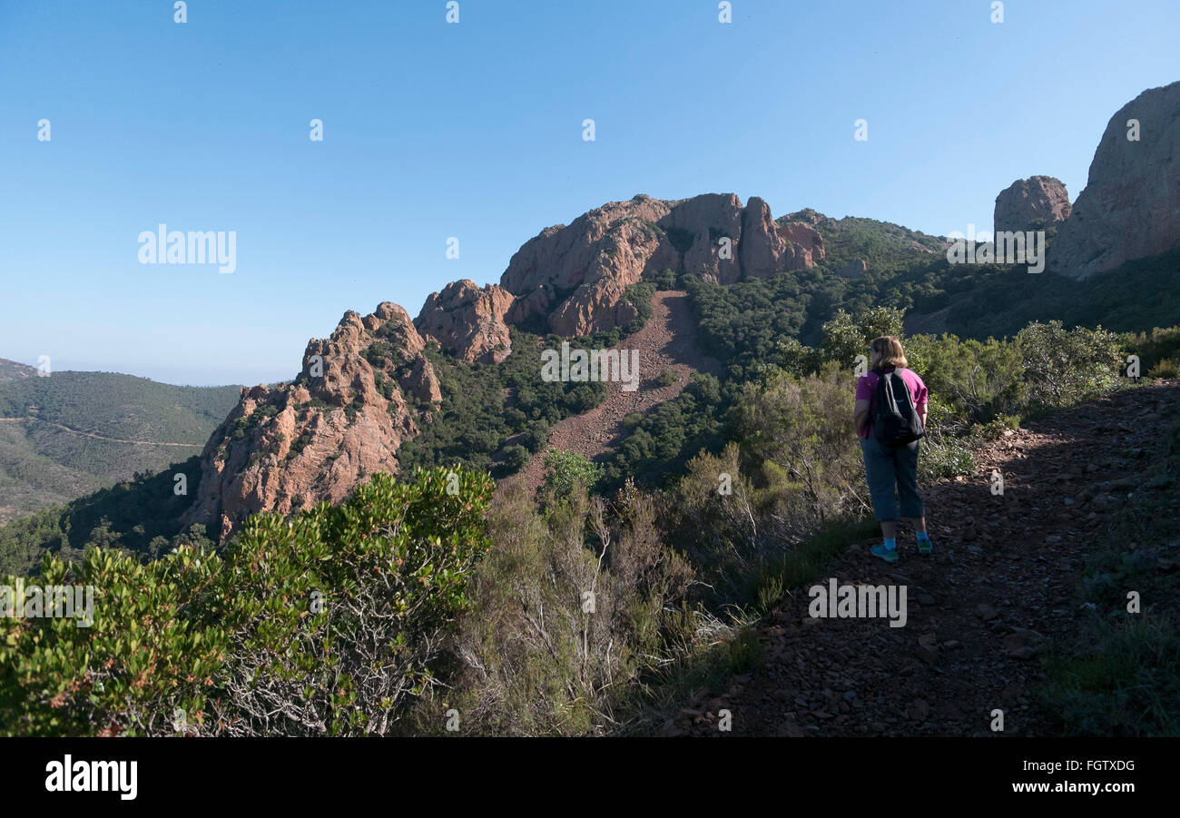 Pic du Cap Roux, rocks, Esterel, Saint-Raphaël, Dep. Var, Côte d'Azur ...