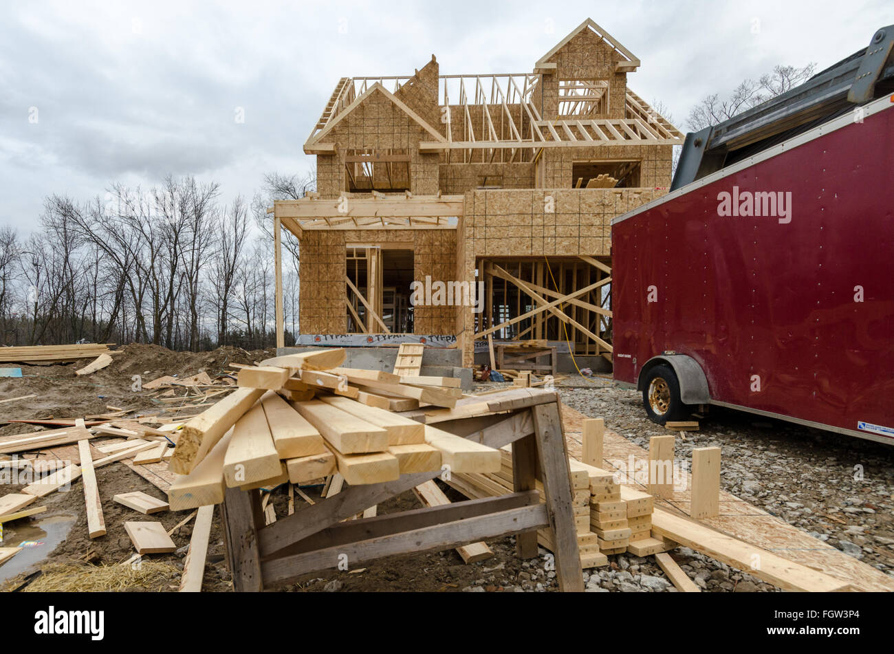 exterior low angle house contruction Stock Photo - Alamy