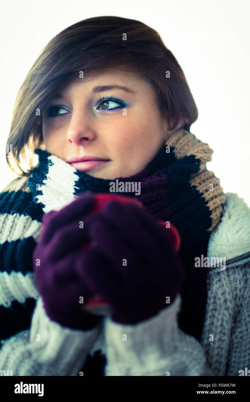 Attractive woman wearing warm clothes Stock Photo - Alamy