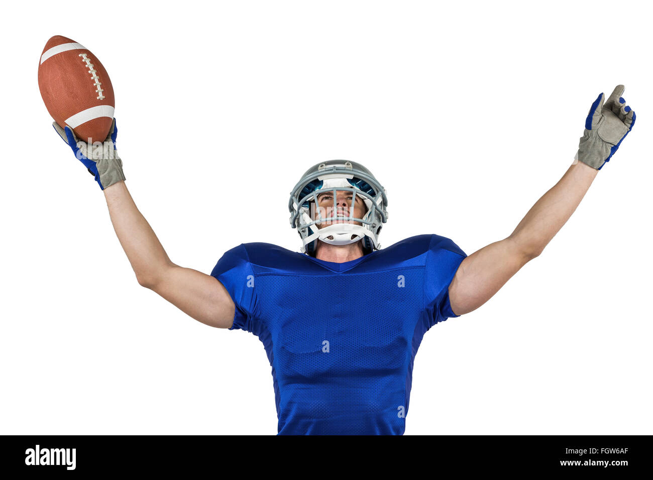 American football player gesturing victory Stock Photo - Alamy