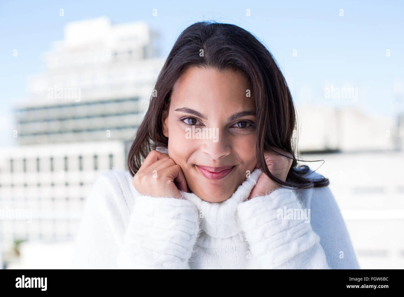 Pretty woman getting cold Stock Photo - Alamy