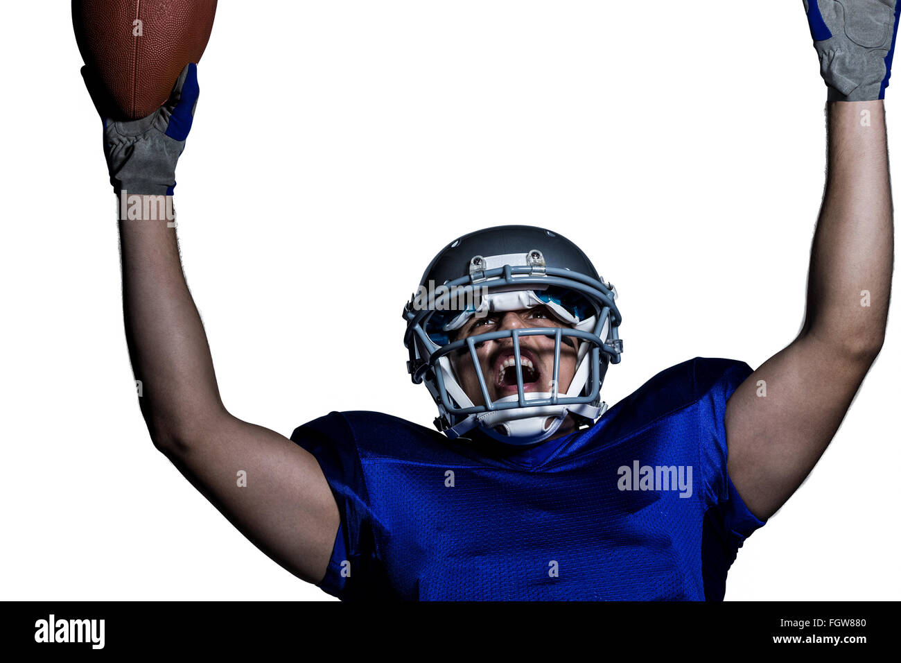American football player in uniform cheering Stock Photo - Alamy