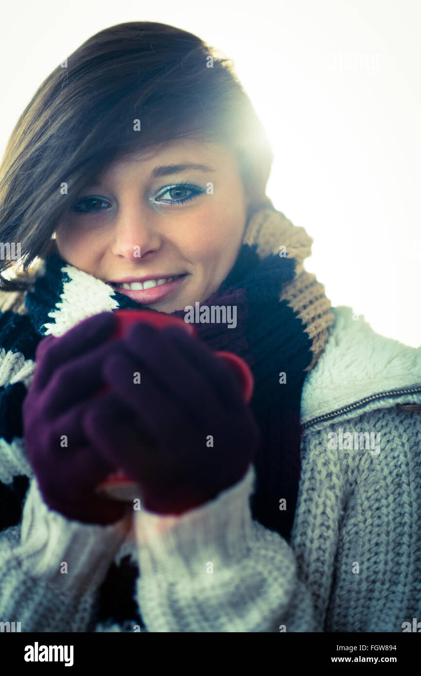 Attractive woman wearing warm clothes Stock Photo - Alamy