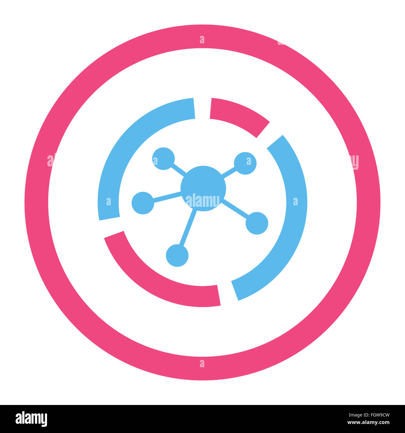 Connections diagram flat pink and blue colors rounded vector icon Stock ...