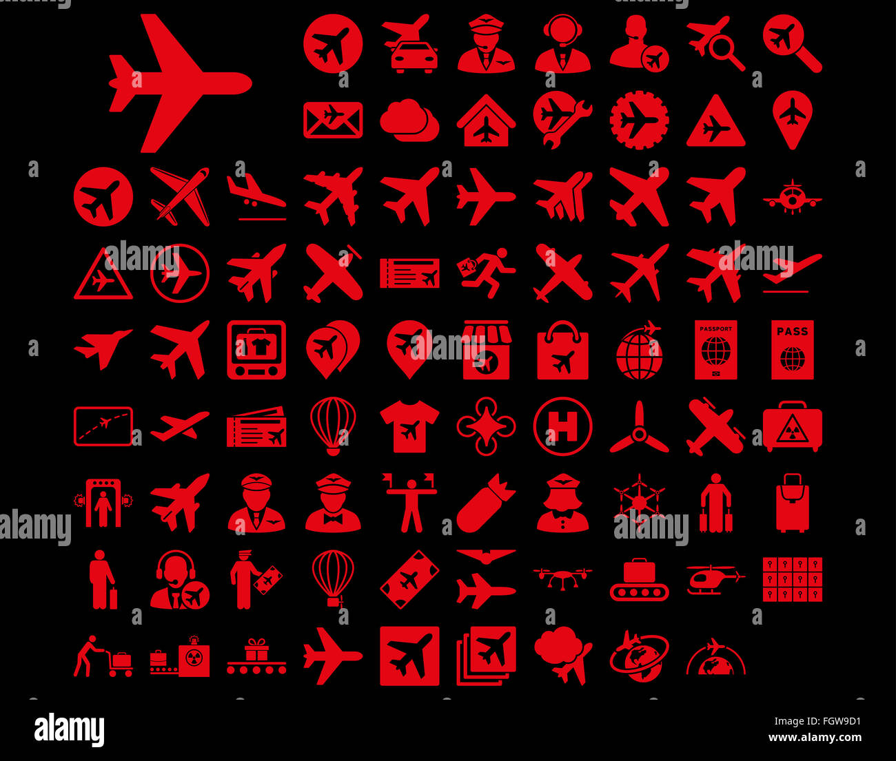 Aviation Icon Set Stock Photo - Alamy