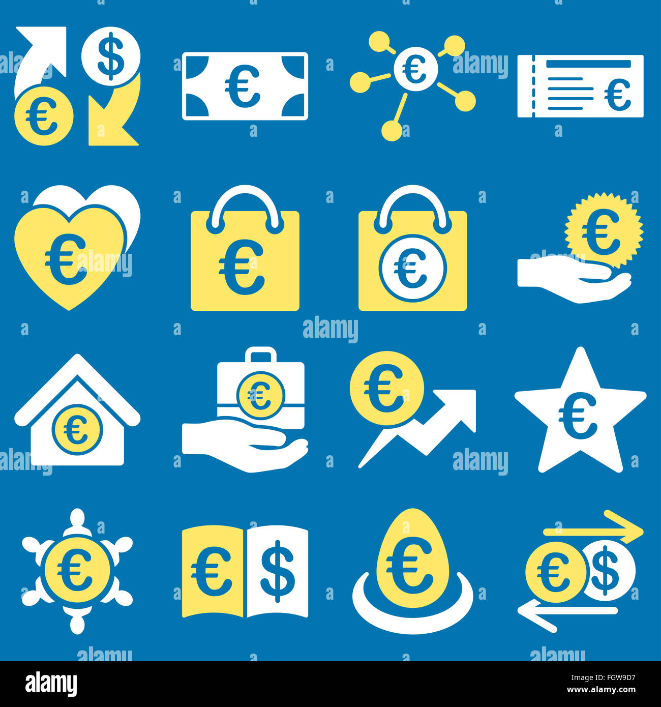 Euro banking business and service tools icons Stock Photo - Alamy