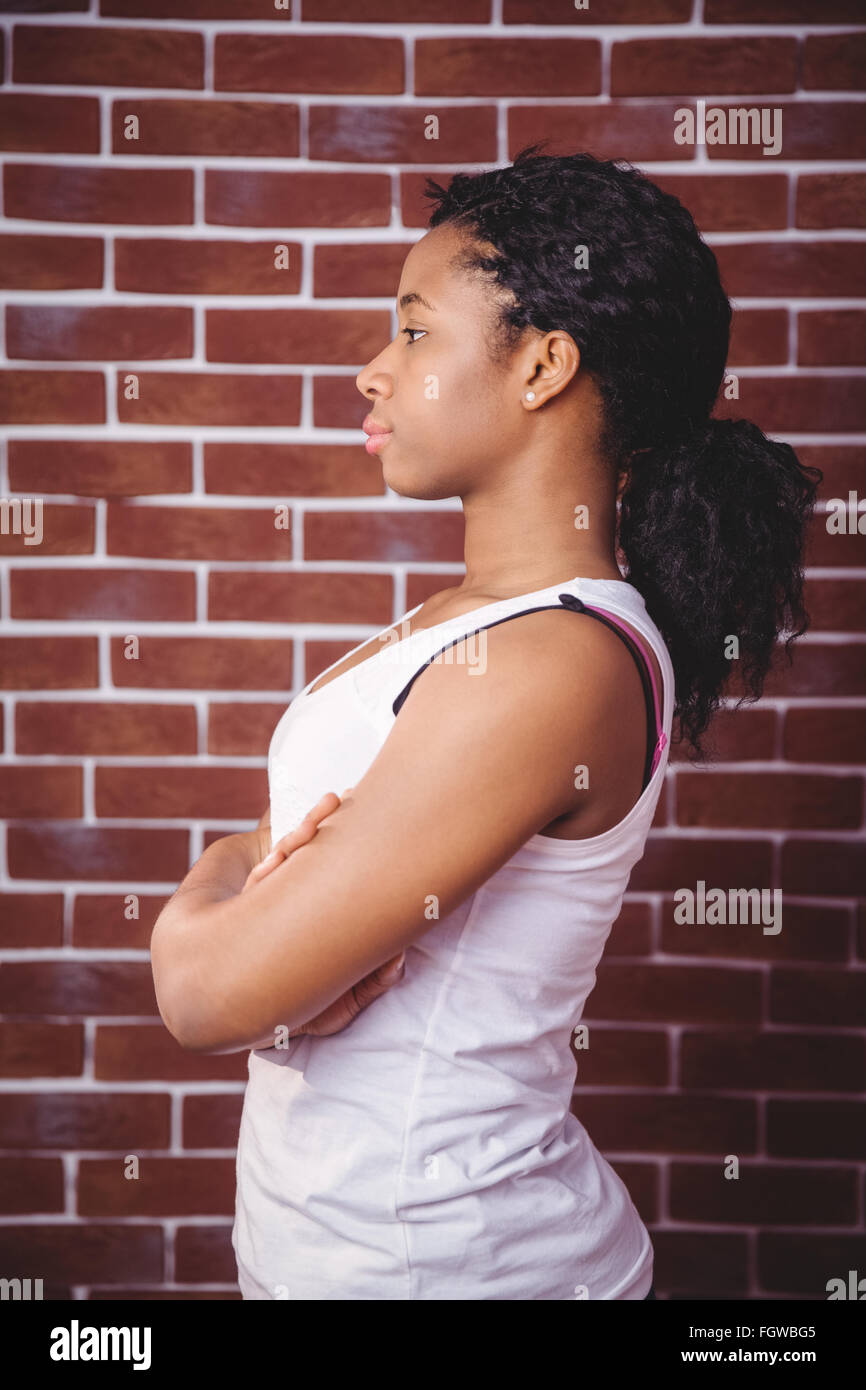 Model posing in side view Stock Photo - Alamy