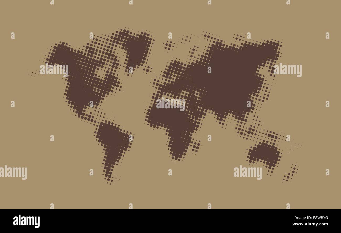 Brown halftone political world map Illustration Stock Vector Image ...