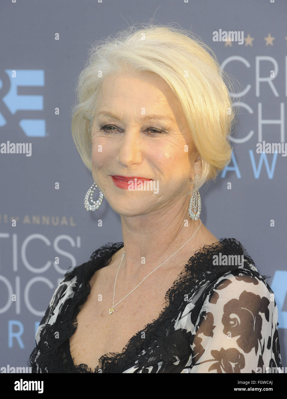 The Critics Choice Awards 2016 Arrivals Featuring: Helen Mirren Where ...