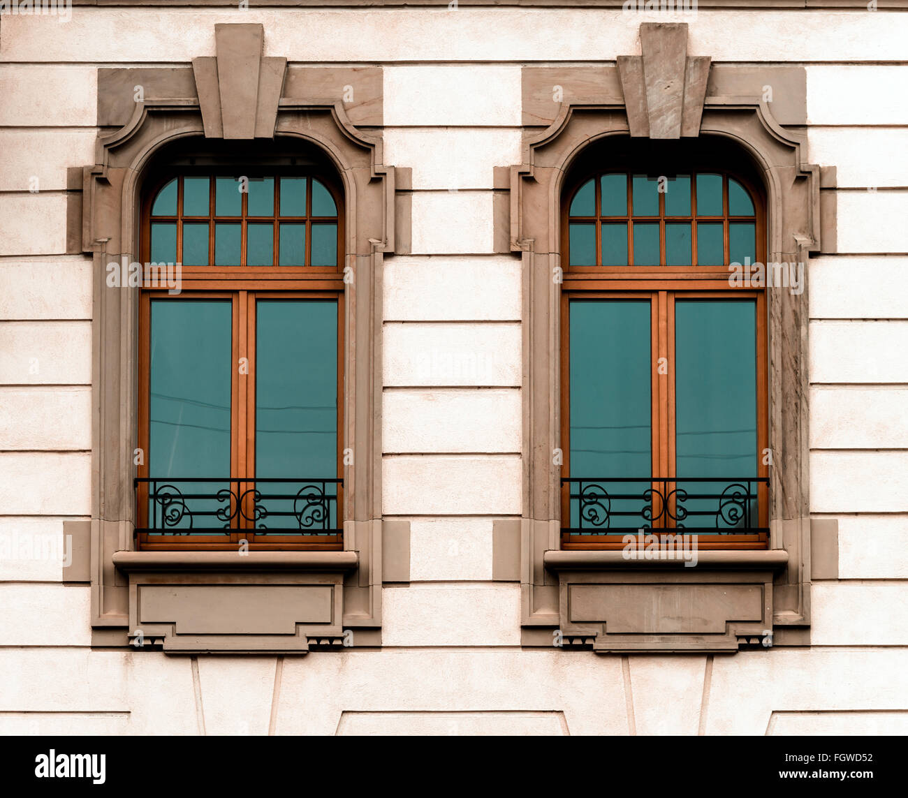 Beautiful modern architectural style windows, old house in Strasbourg ...