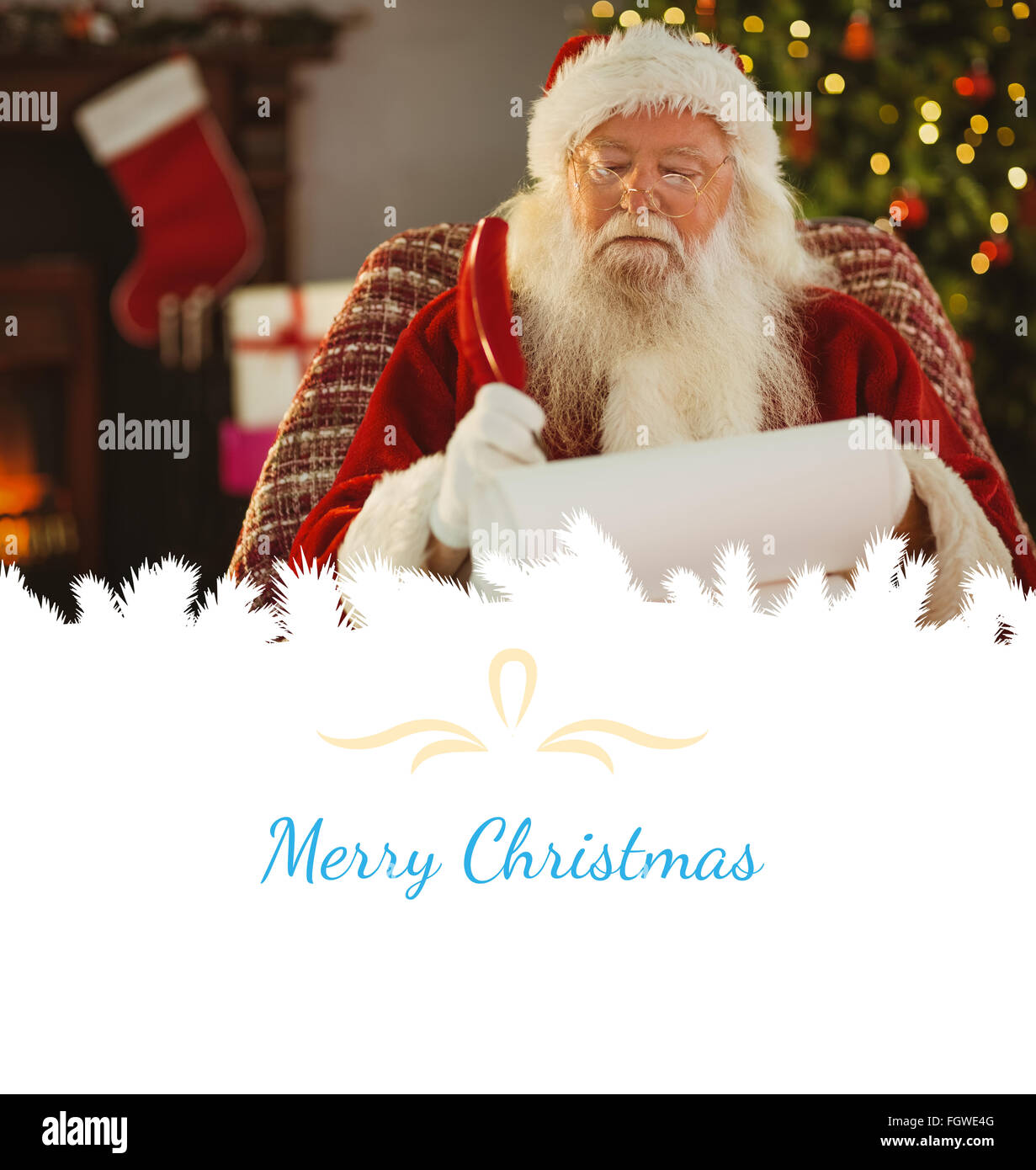 Composite image of santa claus writing his list with a quill Stock ...