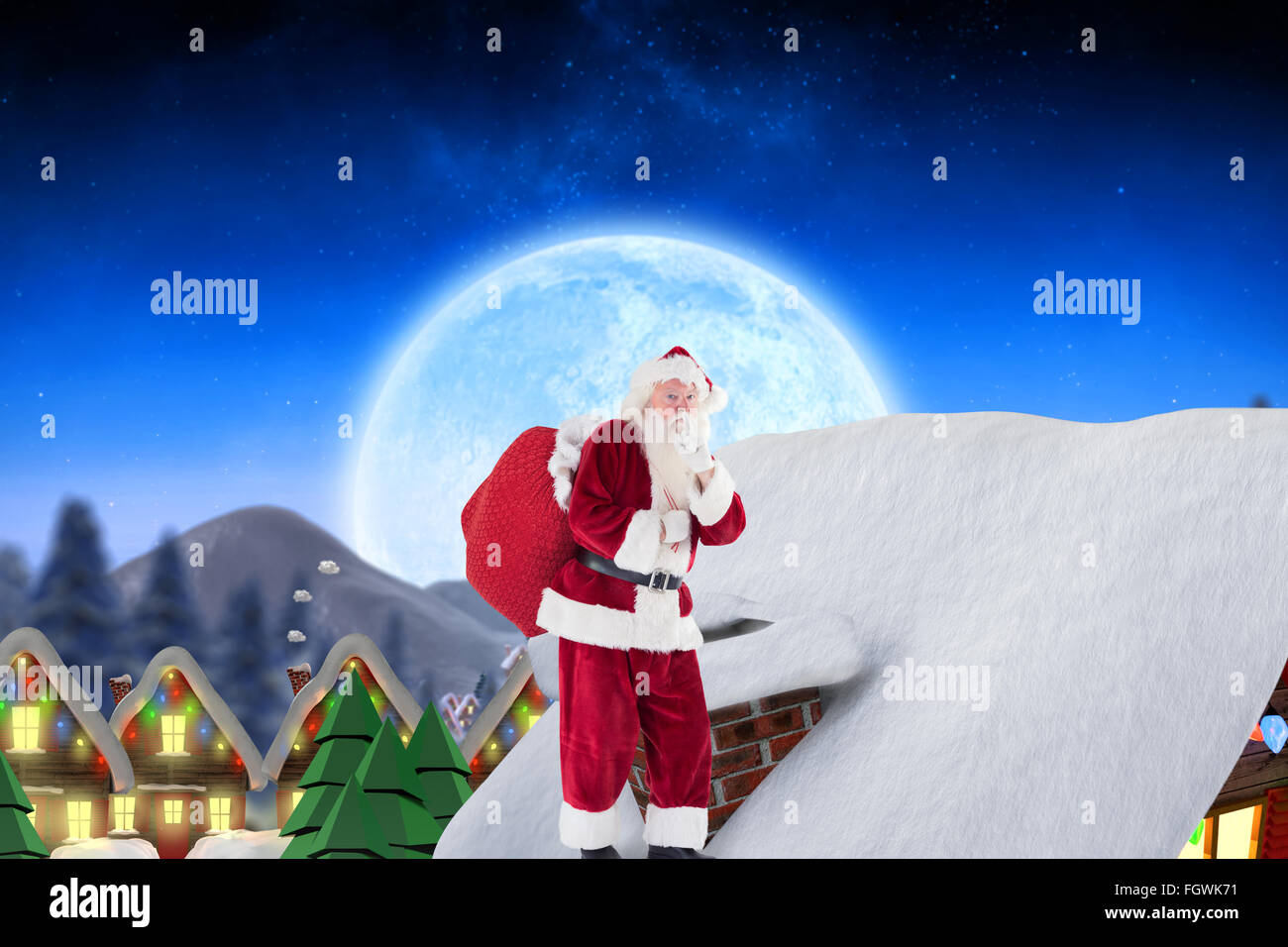 Christmas santa lights roof hi-res stock photography and images - Alamy