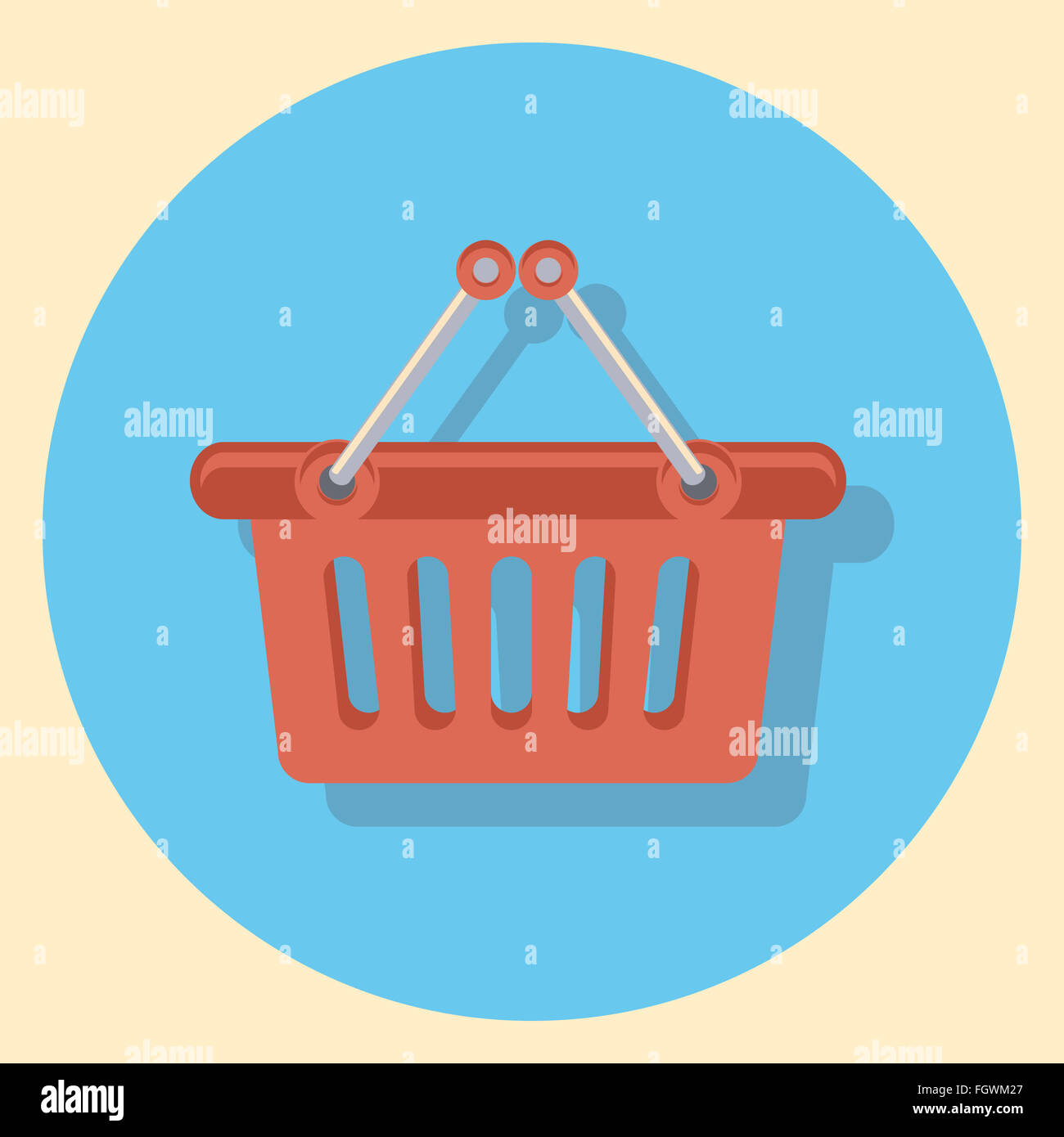 basket flat icon in circle Stock Photo - Alamy