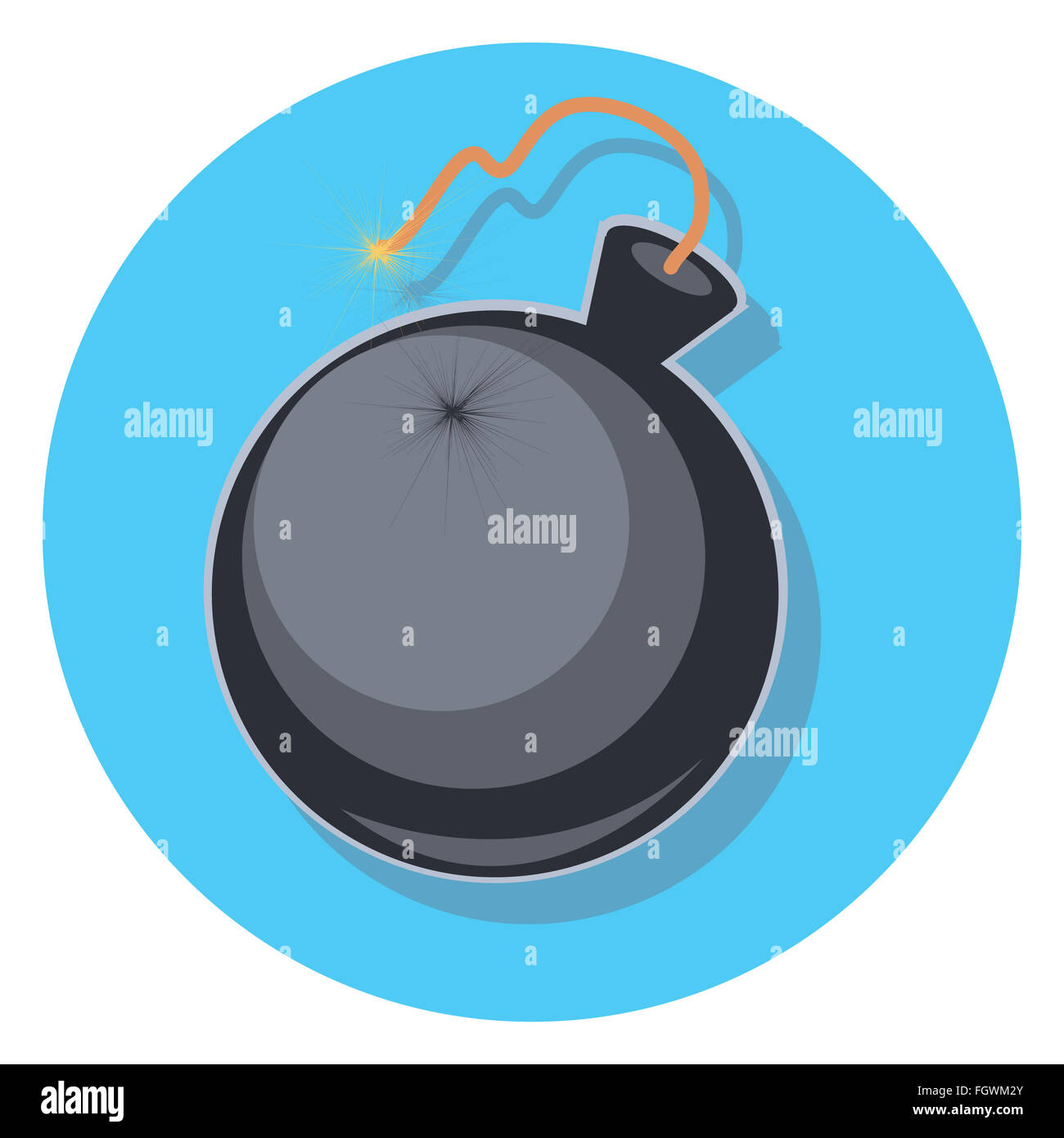 bomb circle icon with shadow Stock Photo - Alamy