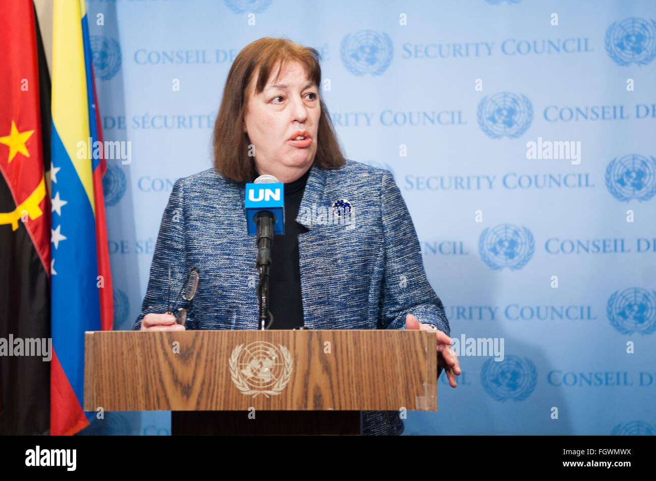 New York, USA. 22nd Feb, 2016. Ms. Virginia Gamba, responsible for ...