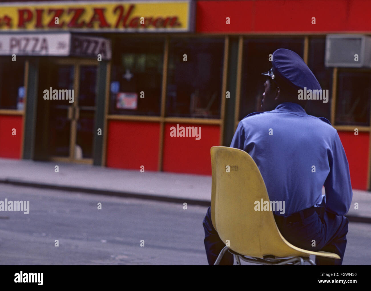 Security guard in New York street, 1981 Stock Photo - Alamy