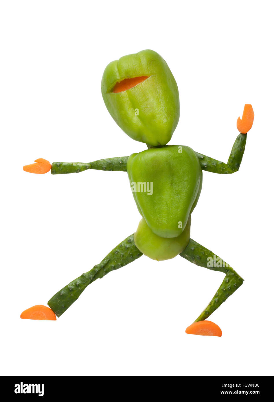 Green pepper ninja in funny pose on isolated background Stock Photo - Alamy