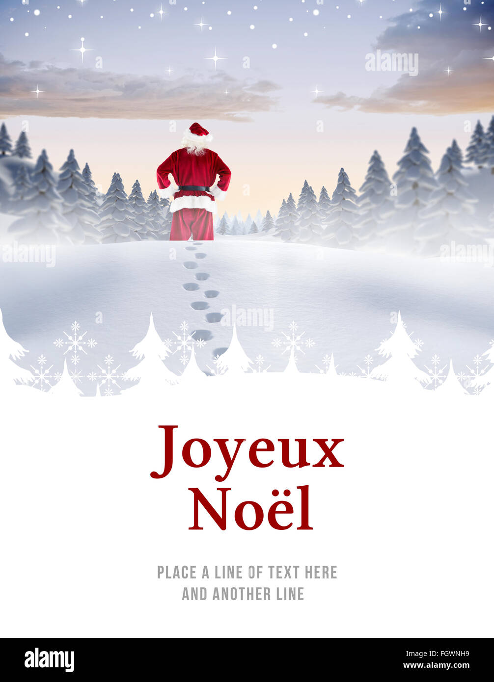 Composite image of santa delivery presents to village Stock Photo - Alamy