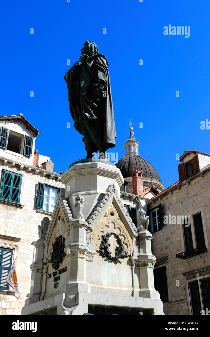 Statue of Gunduliceva Poljana in Gundulic Square, Dubrovnik-Neretva ...