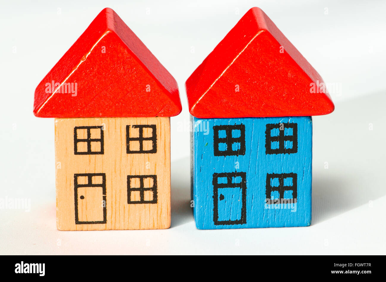 two wooden houses image isolated Stock Photo - Alamy