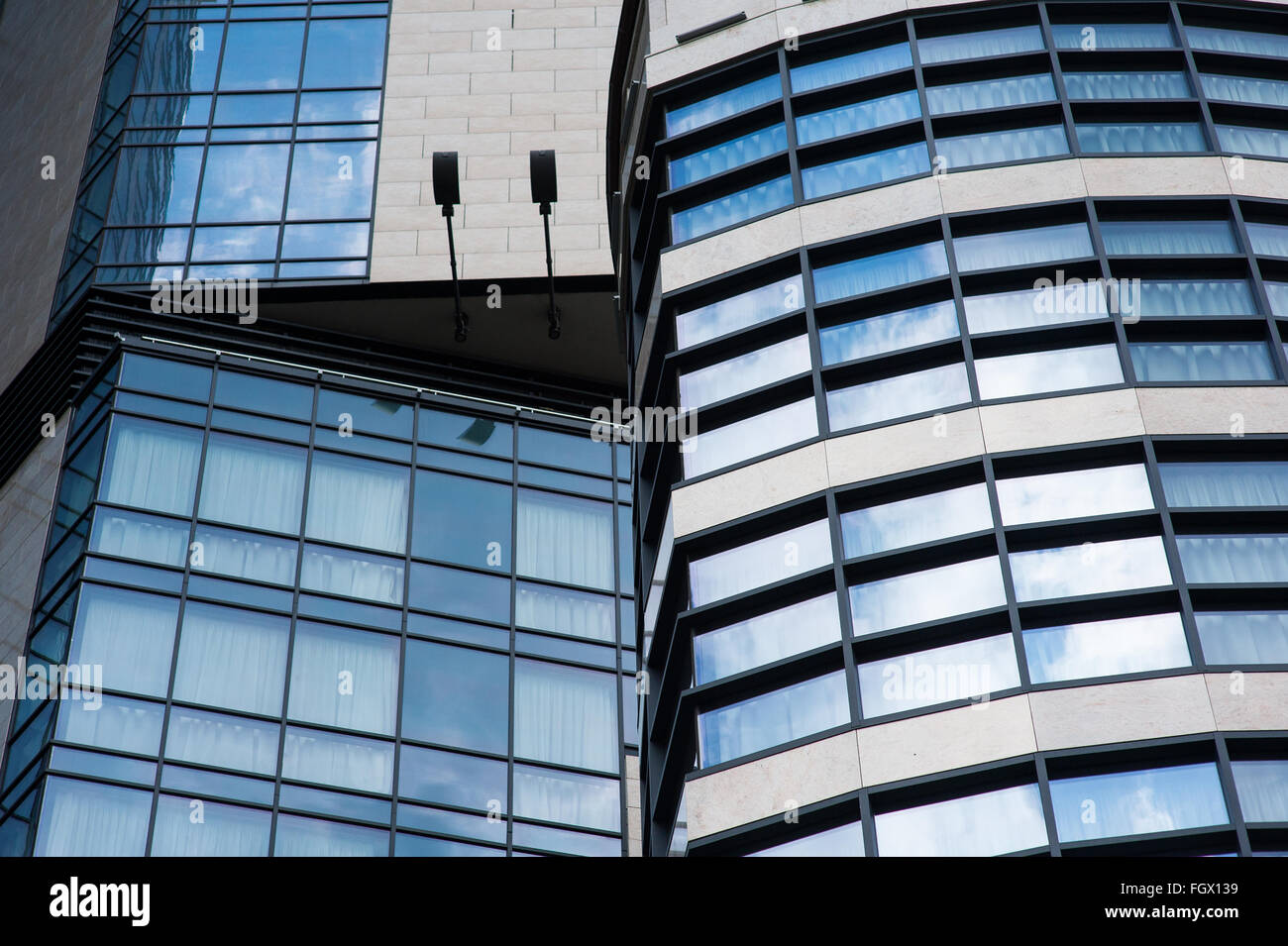 High rise building with window line pattern perspective Stock Photo - Alamy