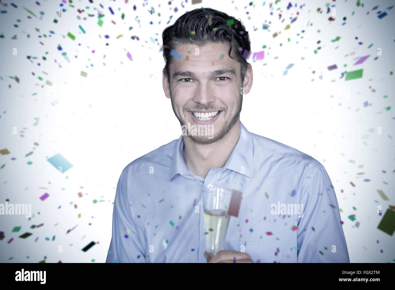 Composite image of man toasting with champagne Stock Photo - Alamy
