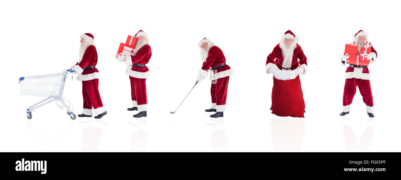 Composite image of different santas Stock Photo - Alamy