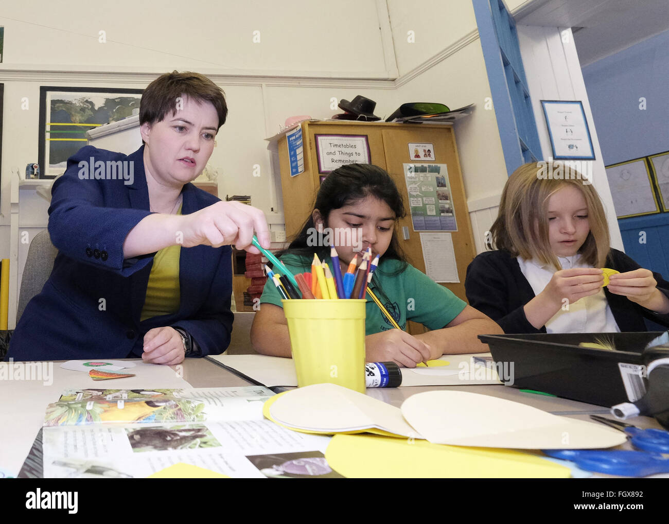 Scottish Conservative leader Ruth Davidson visits a local primary ...