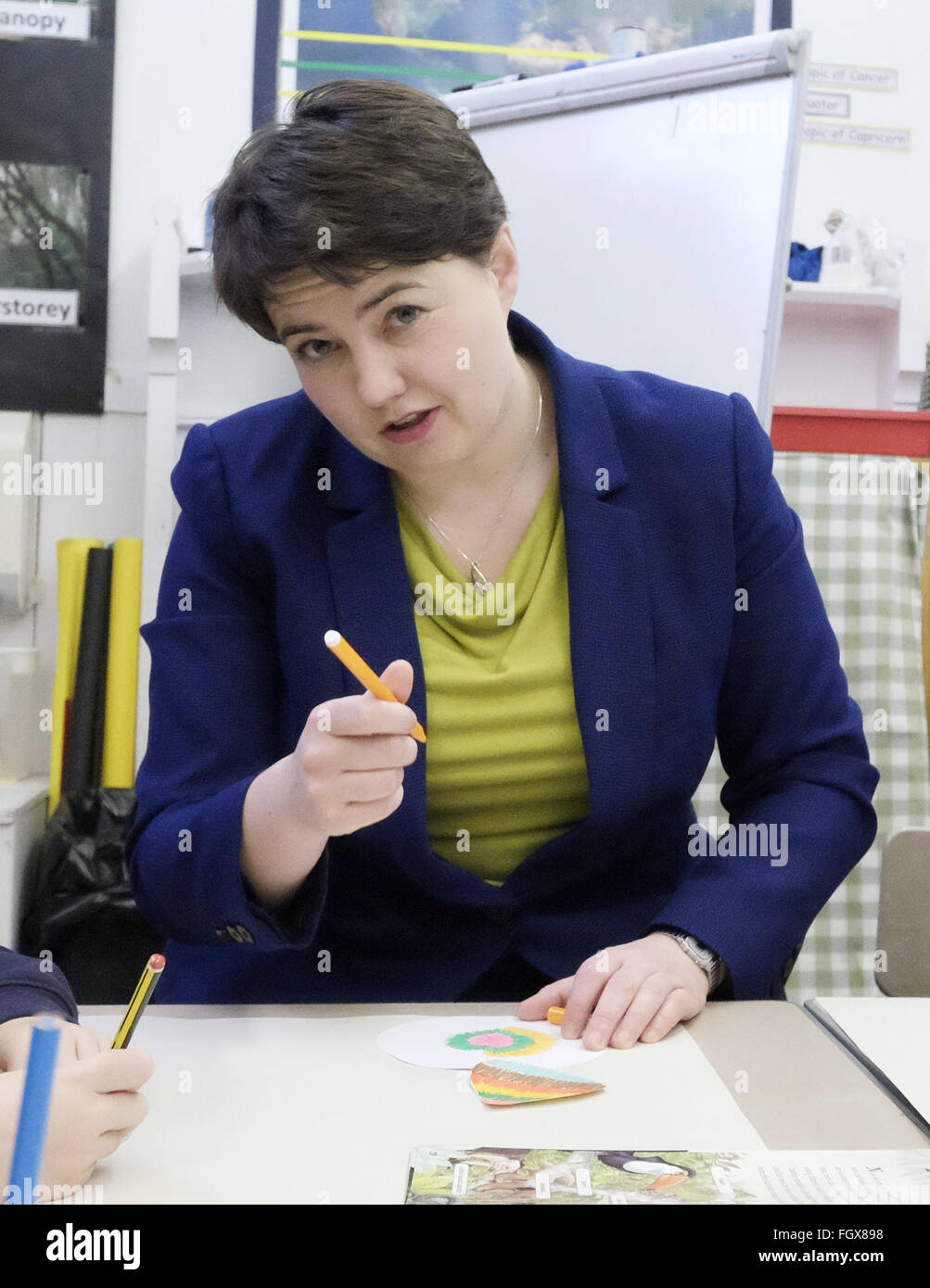 Scottish Conservative leader Ruth Davidson visits a local primary ...