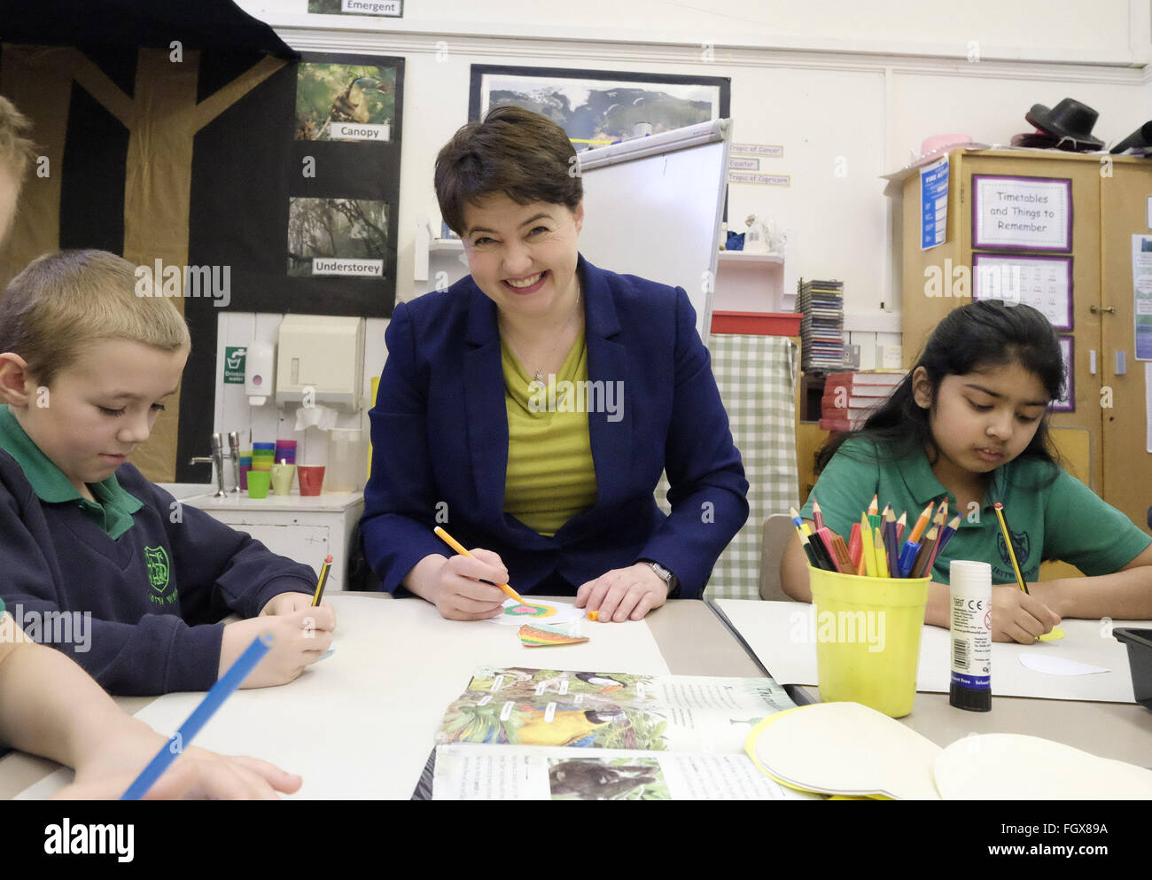 Scottish Conservative leader Ruth Davidson visits a local primary ...