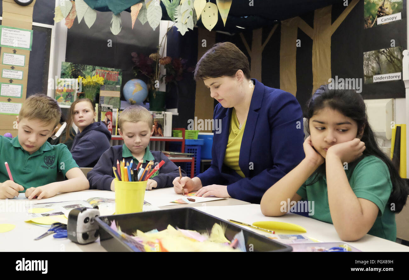 Scottish Conservative leader Ruth Davidson visits a local primary ...
