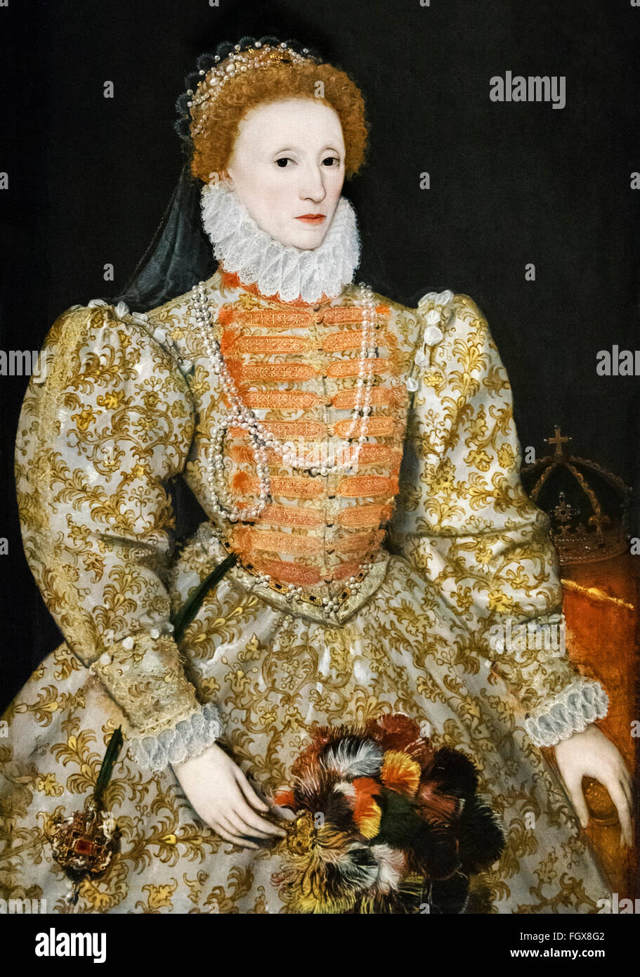 The "Darnley Portrait" of Queen Elizabeth I by an unknown artist c.1575 ...