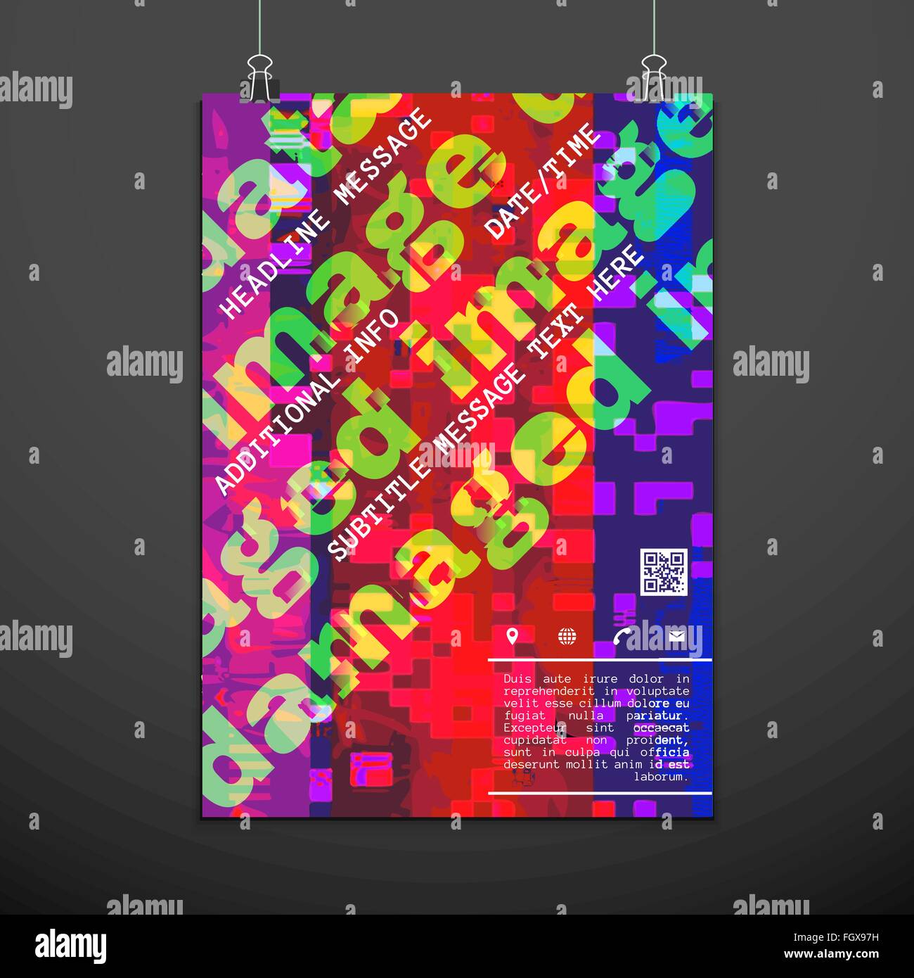 vector vibrant rainbow colored abstract digital glitch diagonal text ...