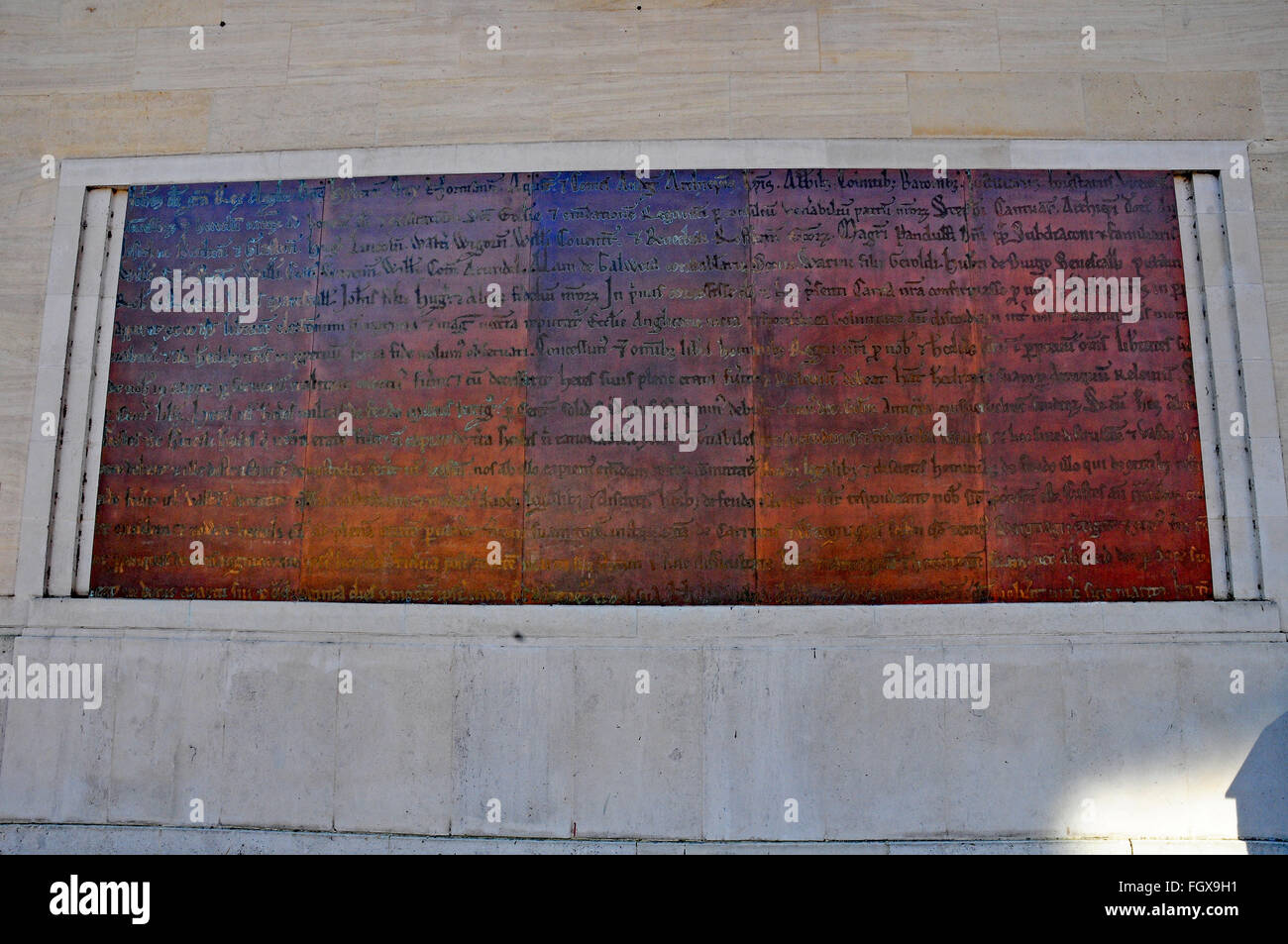 Replica of the Magna Carta displayed on a wall in Salisbury, Wiltshire ...