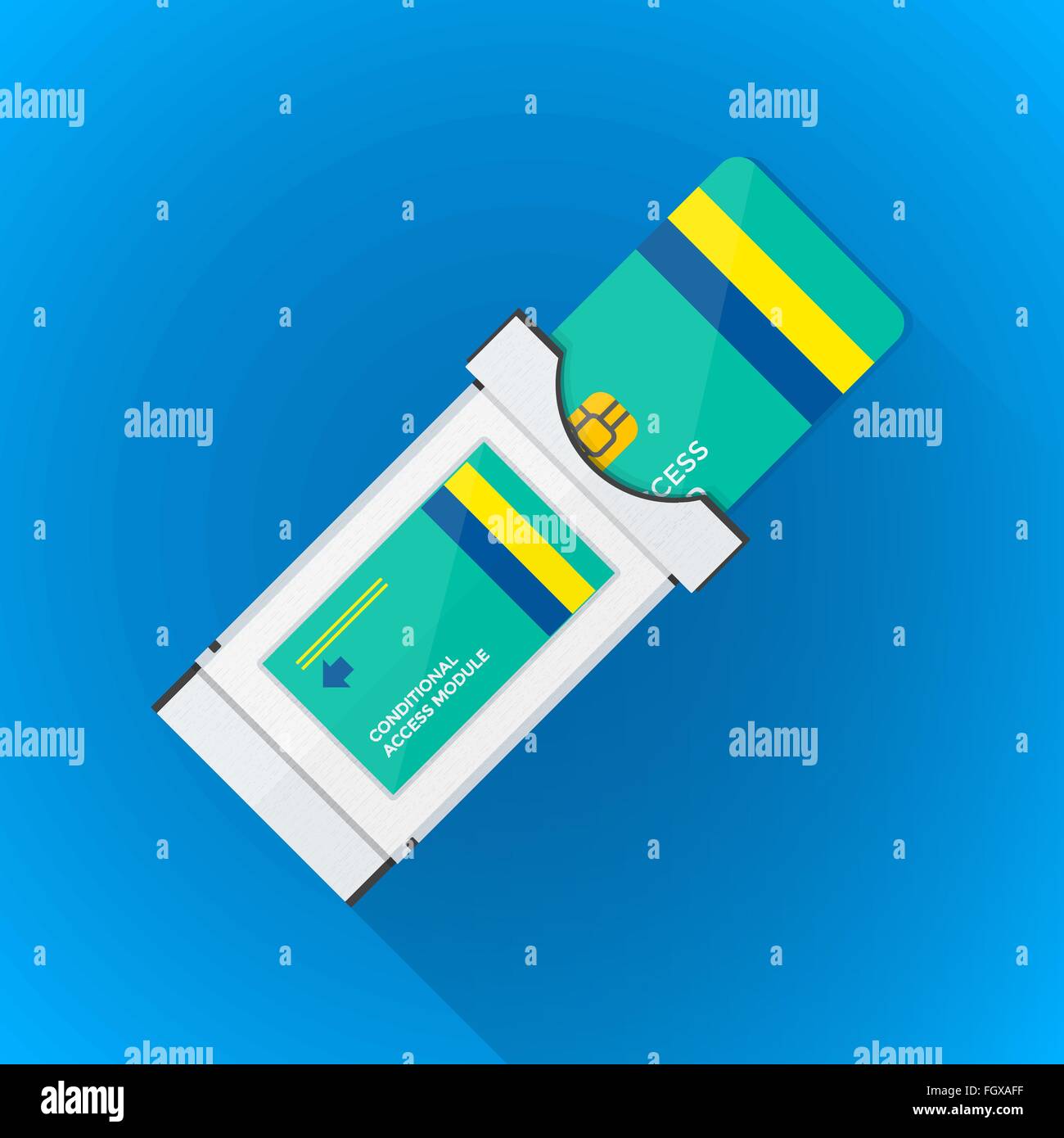 vector color flat design satellite conditional-access module chip smart ...