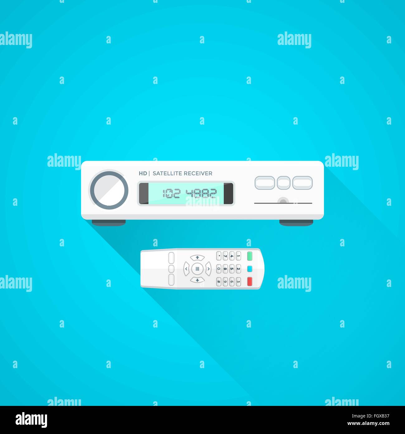 vector color flat design satellite receiver device chip smart card ...