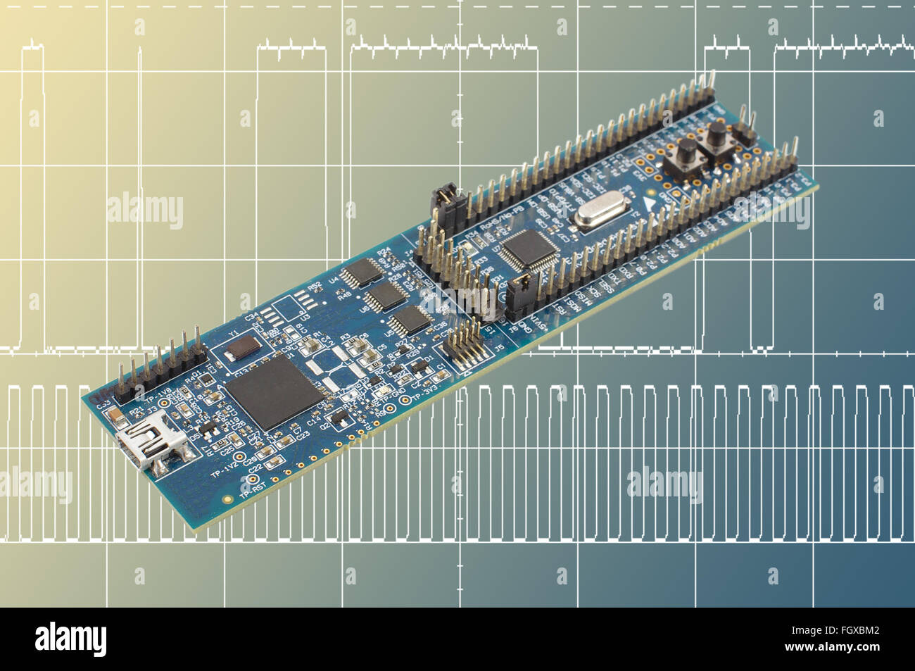 Programming hardware evaluation board in front of digital signal ...