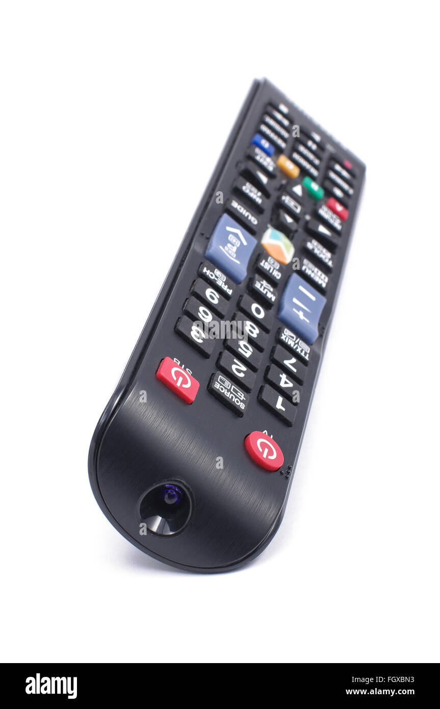 Television remote control isolated on the white background Stock Photo ...