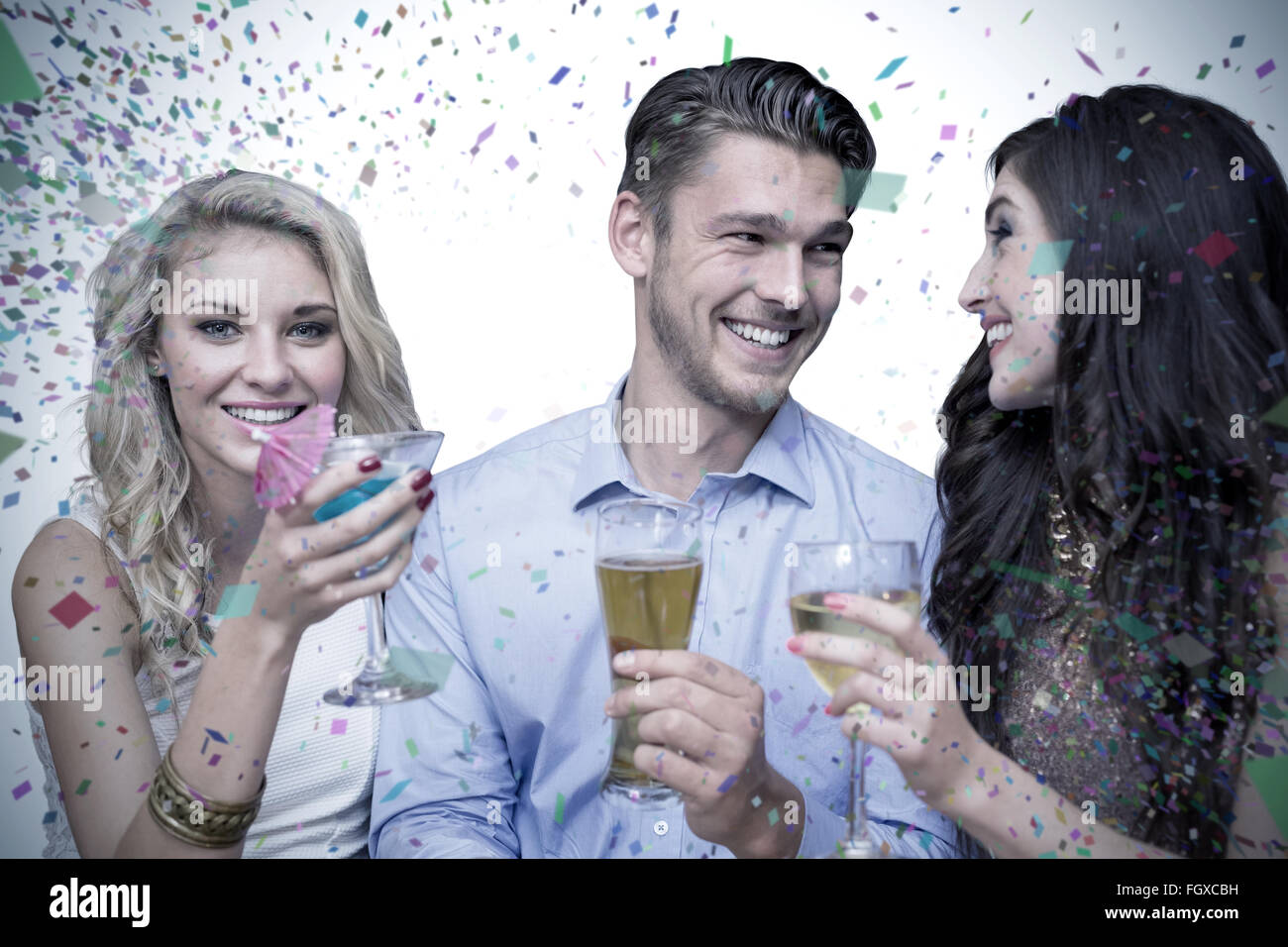 Composite image of friends toasting Stock Photo - Alamy