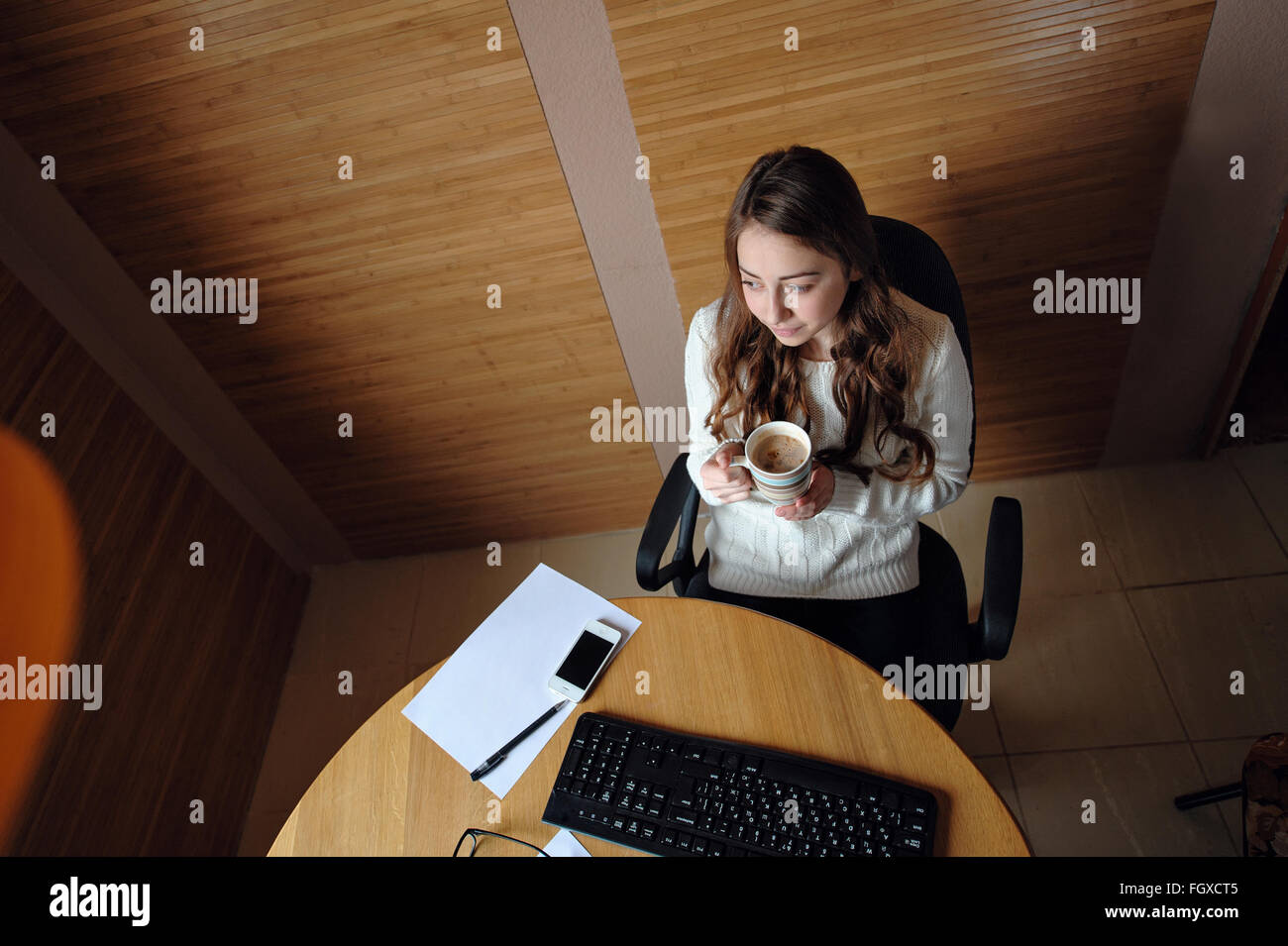 Successful business woman working at office on computer Stock Photo - Alamy